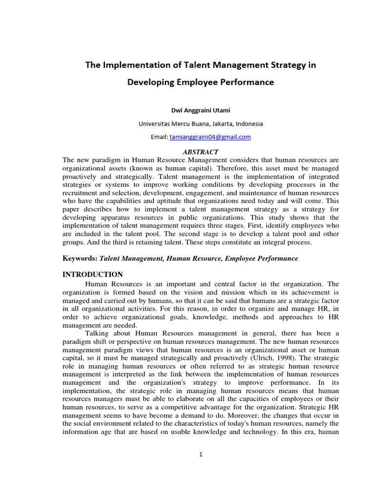 Talent Management Strategy for Employee Performance | PDF | Talent ...