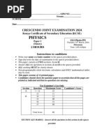 Pre-Mock Physics PP1 QS 2025 | PDF | Gases | Physical Phenomena