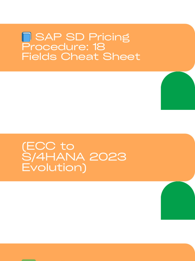 SAP SD Pricing Procedure 18 Fields Cheat Sheet | PDF