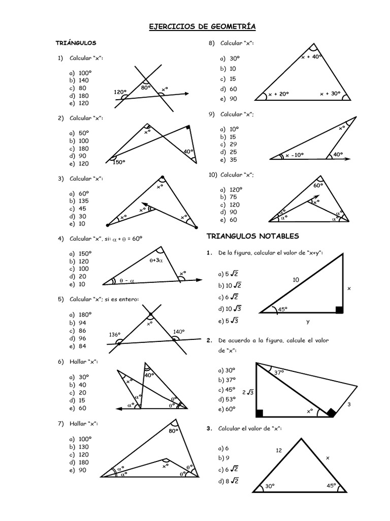 Angulos Ejercicios de Practica | PDF
