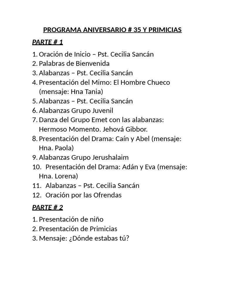 Programa Aniversario | PDF