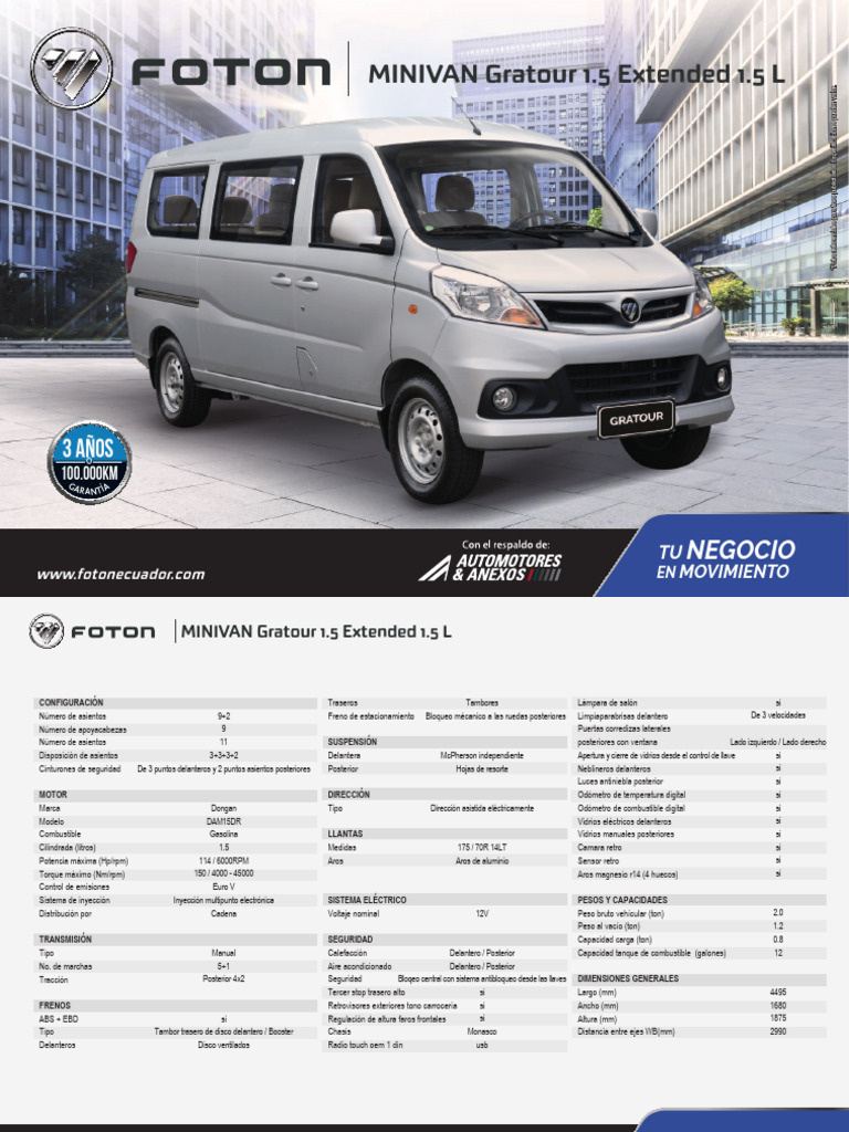 Minivan Foton Gratour 1.5 Extended | PDF | Inyección de combustible ...