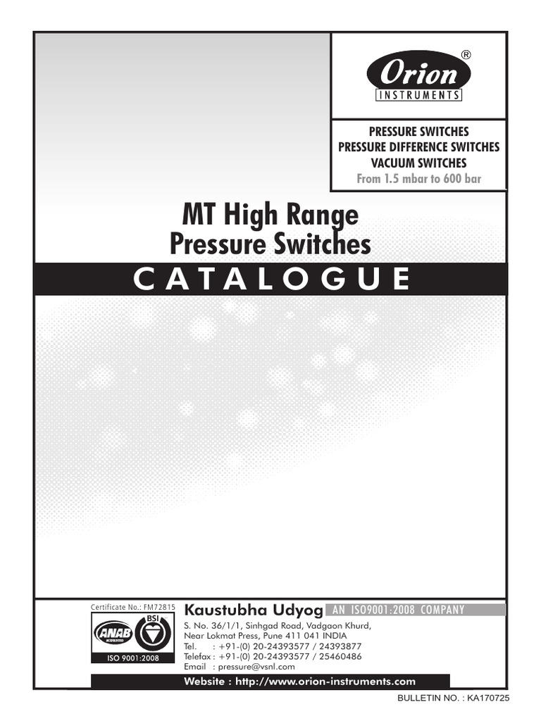 Orion Instruments Catalogues | PDF | Switch | Stainless Steel