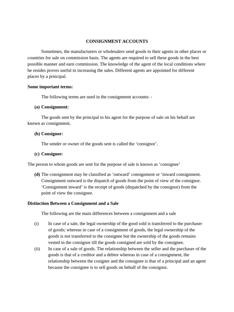 Accounting For Consignments | PDF | Debits And Credits | Business