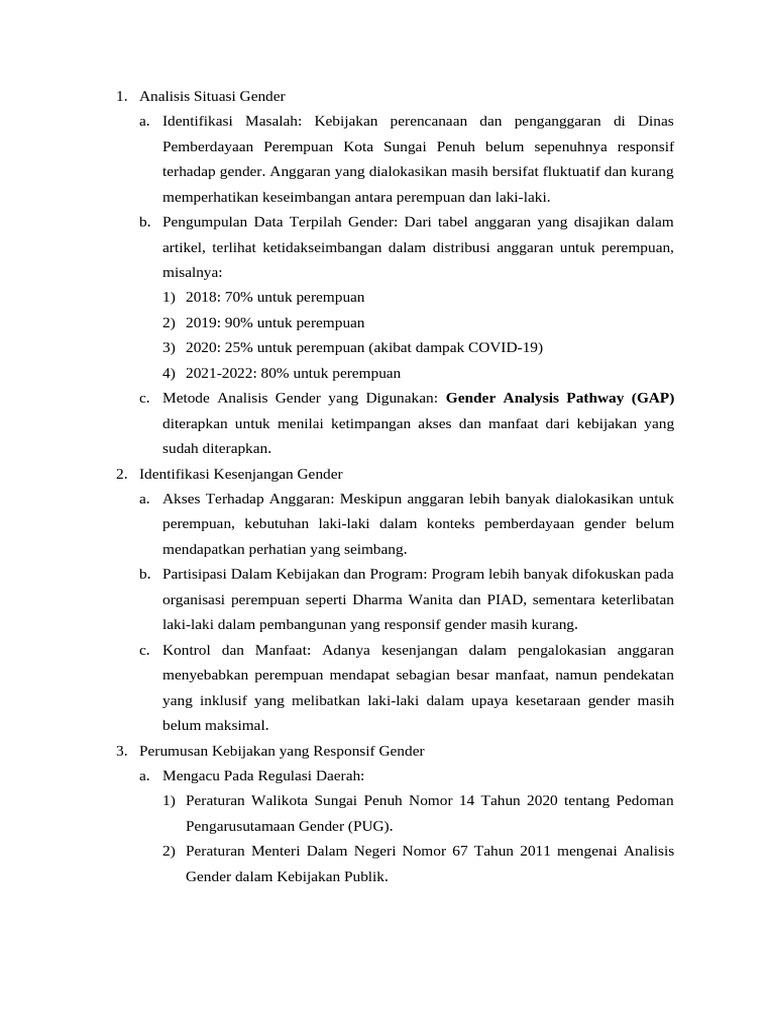 Kebijakan Anggaran Responsif Gender Sungai Penuh | PDF