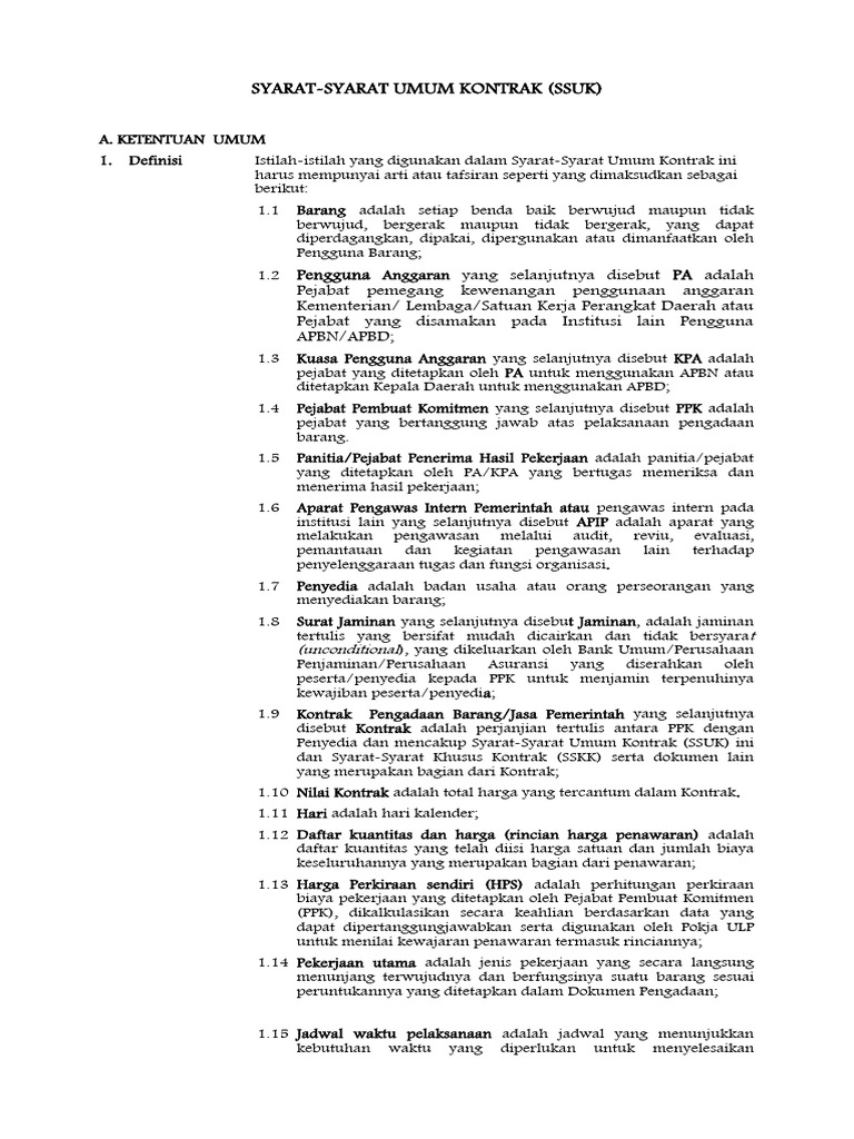 Syarat Umum Kontrak Pengadaan Barang | PDF