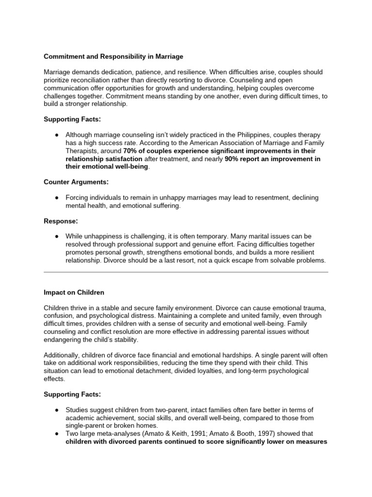 Commitment and Responsibility in Marriage | PDF | Divorce | Domestic ...