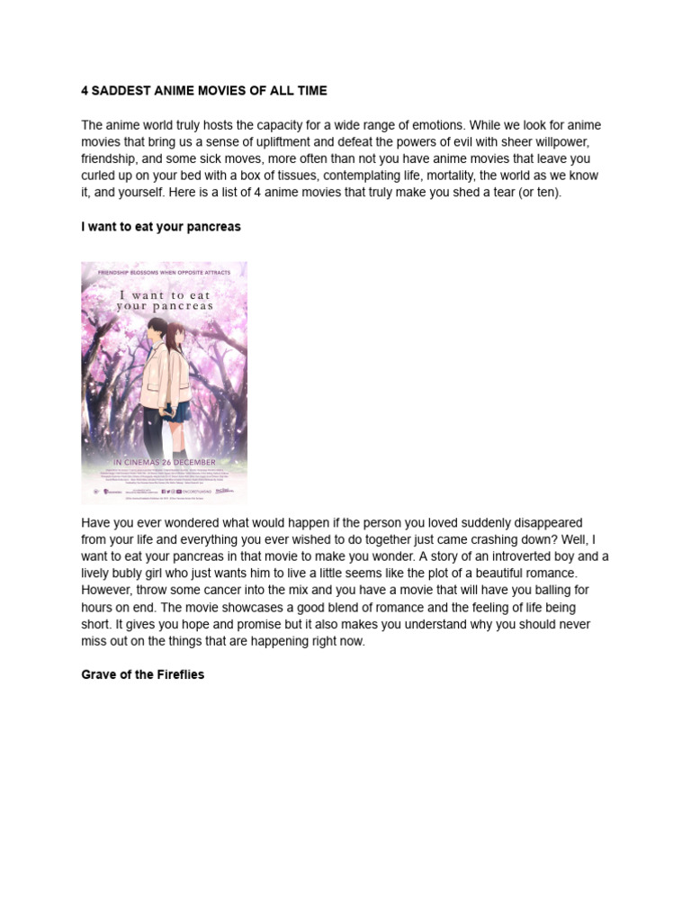 4 SADDEST ANIME MOVIES OF ALL TIME | PDF