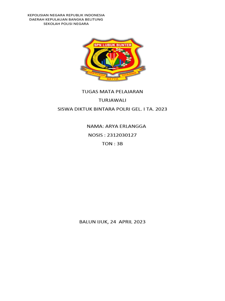 Tugas Turjawali Siswa Diktuk Bintara 2023 | PDF