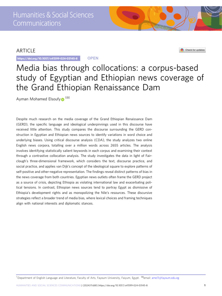 Media Bias Through Collocations A Corpus-Based Study of Egyptian and ...