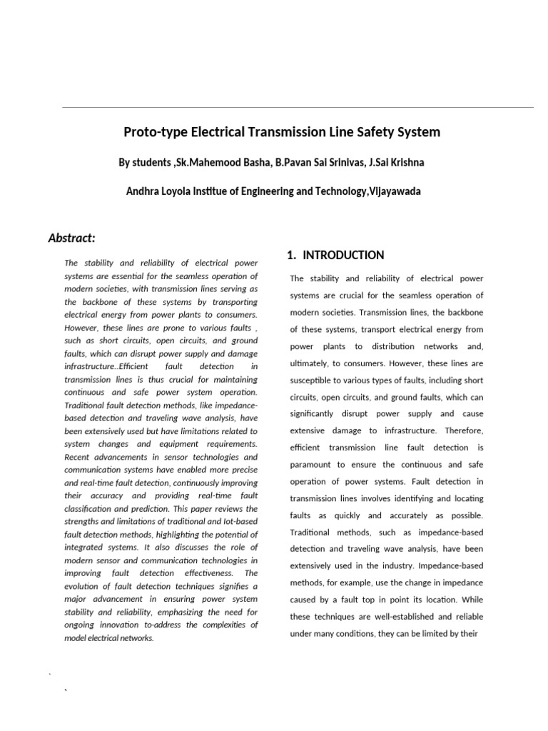 Proto-Type Electrical Transmission Line Safety System - 062746 | PDF ...