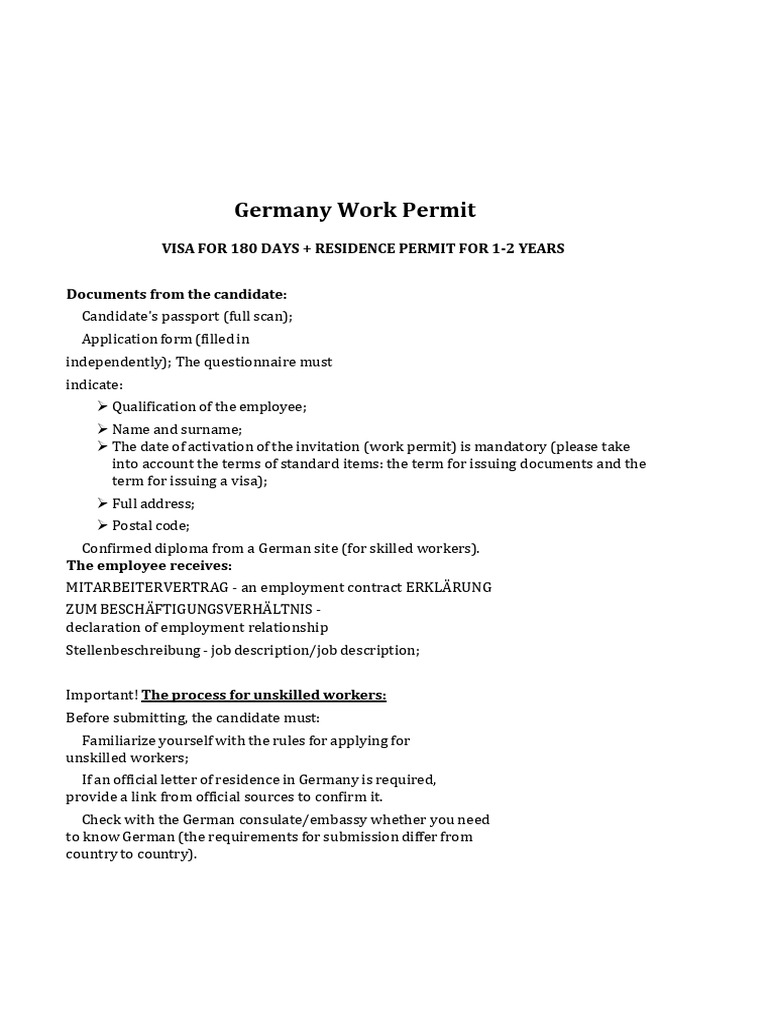 Germany Work Permit | PDF