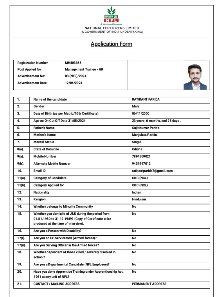 NFL Management Trainee HR Application | PDF | Justice | Crime & Violence
