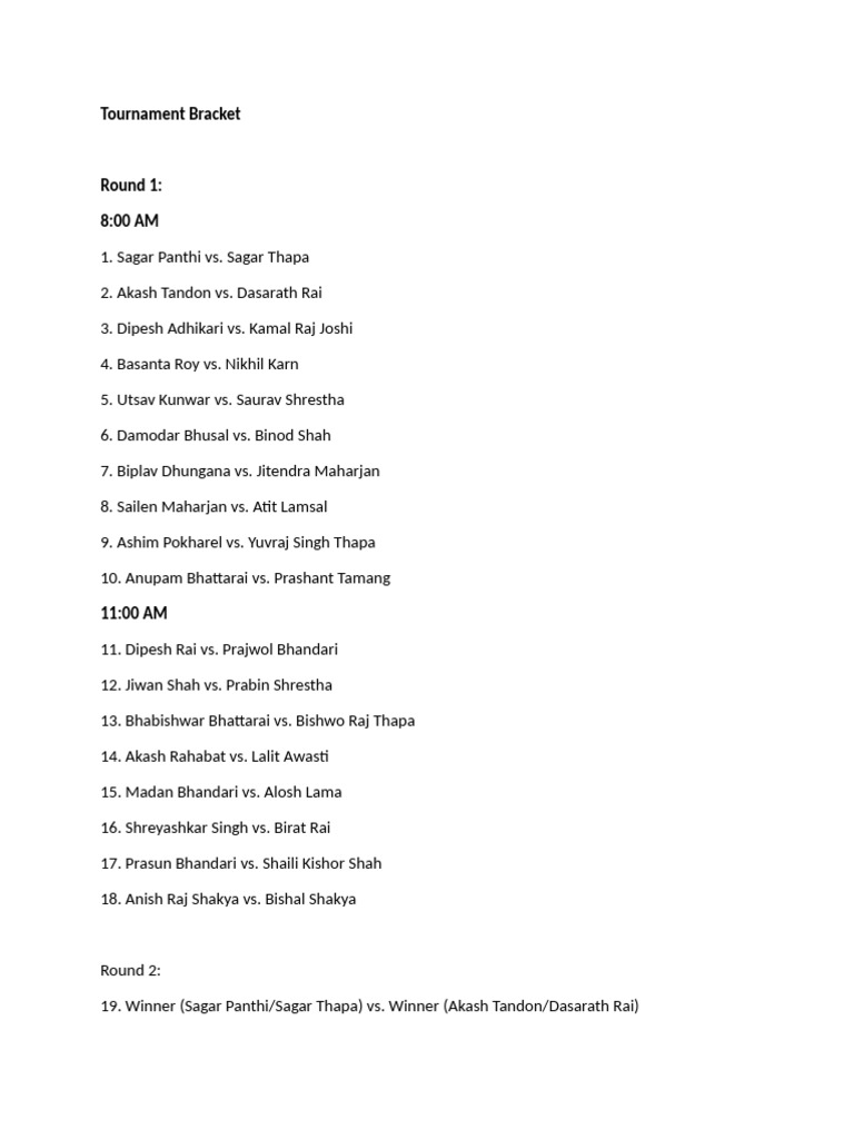 Table Tennis Bracket | PDF