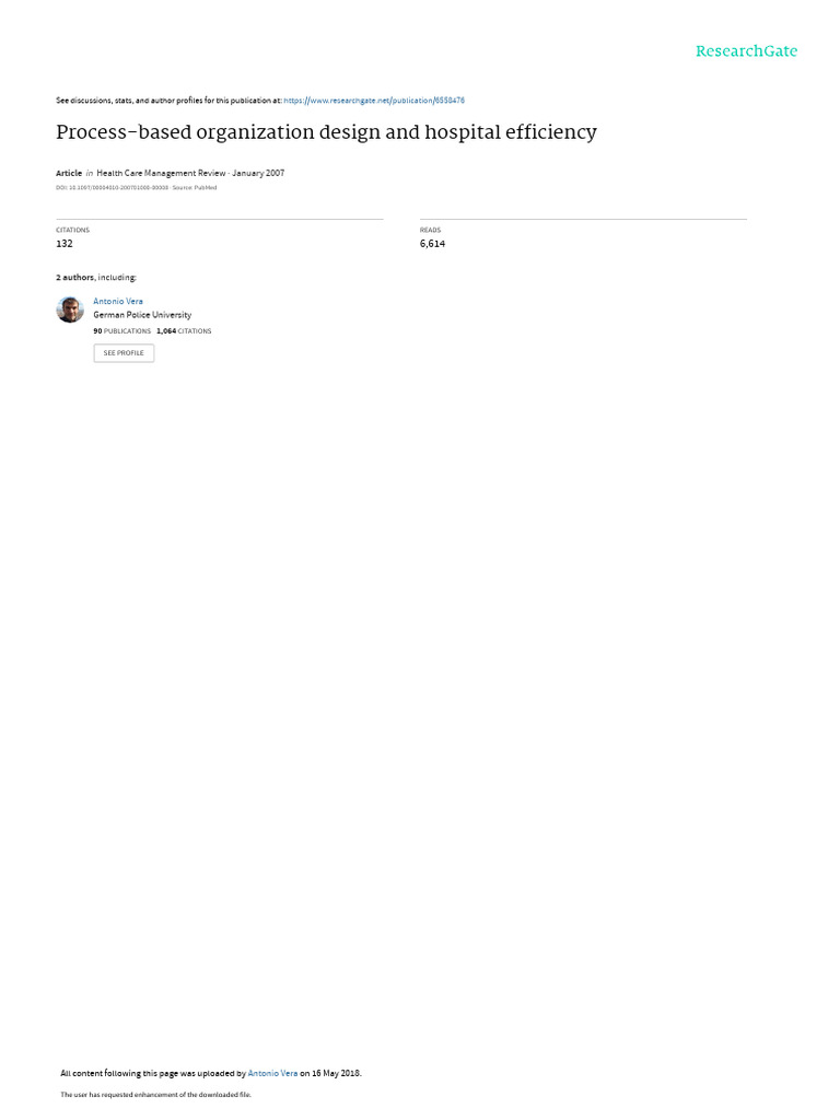 Process-Based Organization Design and Hospital Eff | PDF | Regression ...