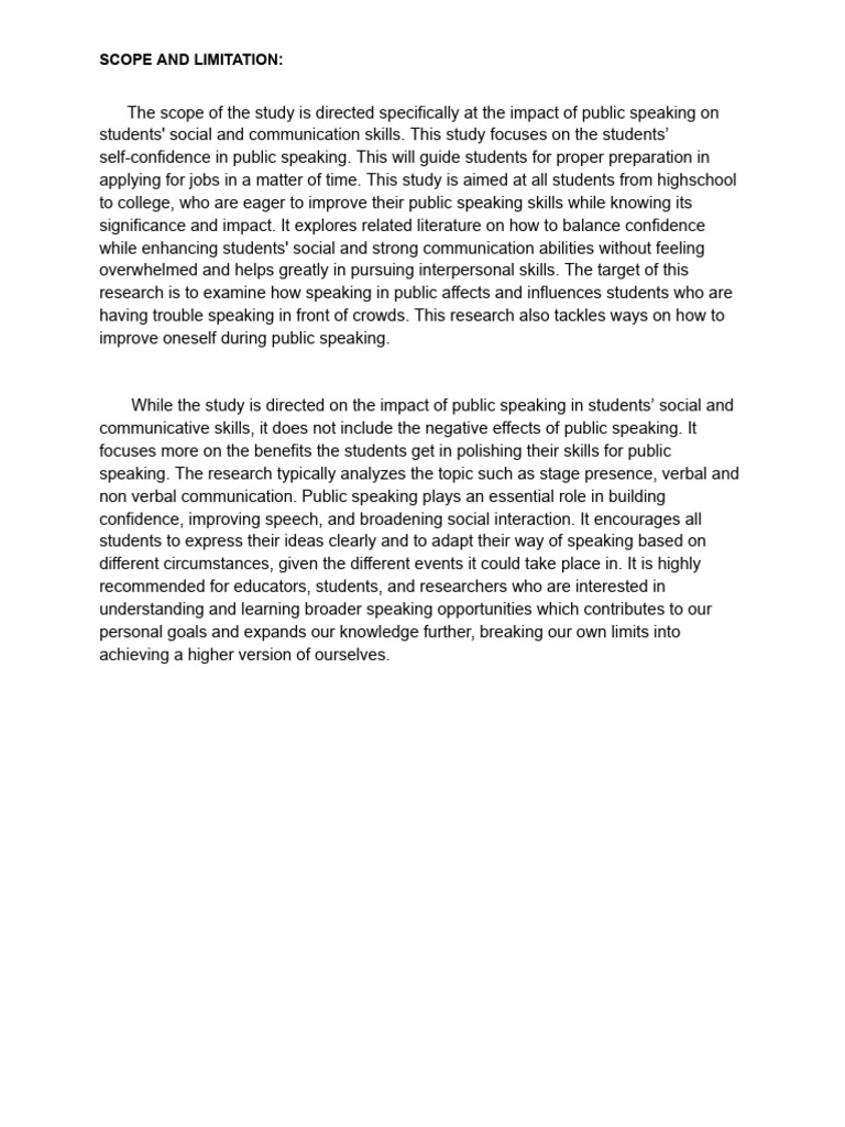 Scope and Limitation | PDF