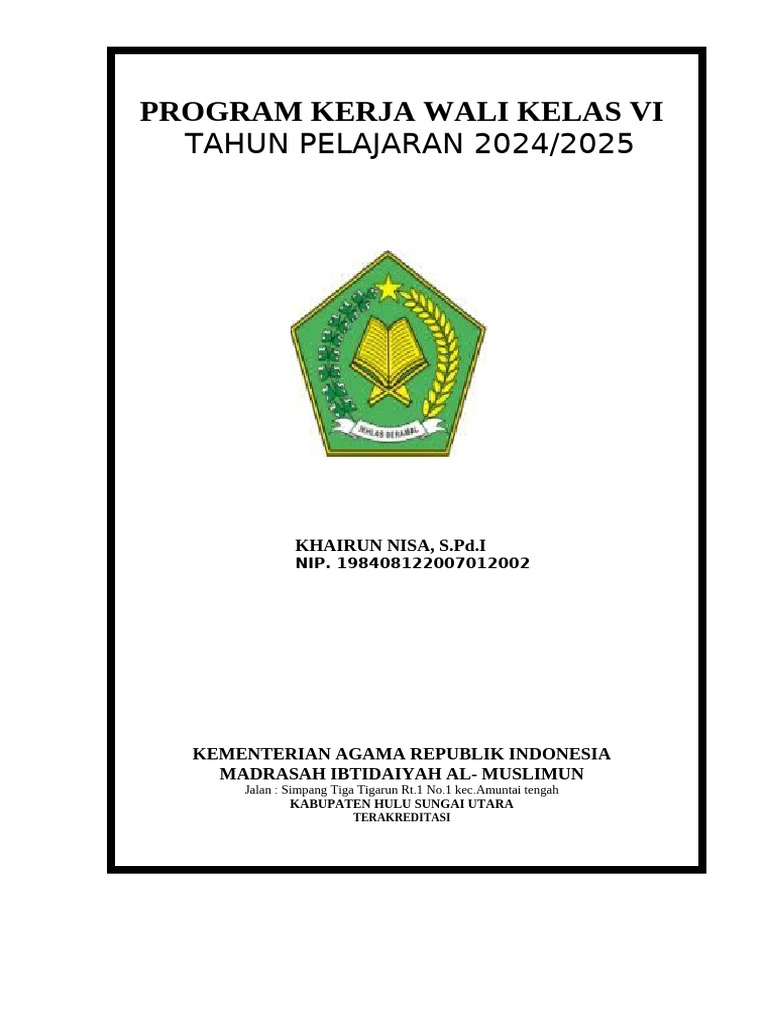 Program kerja Wali kelas NISA | PDF