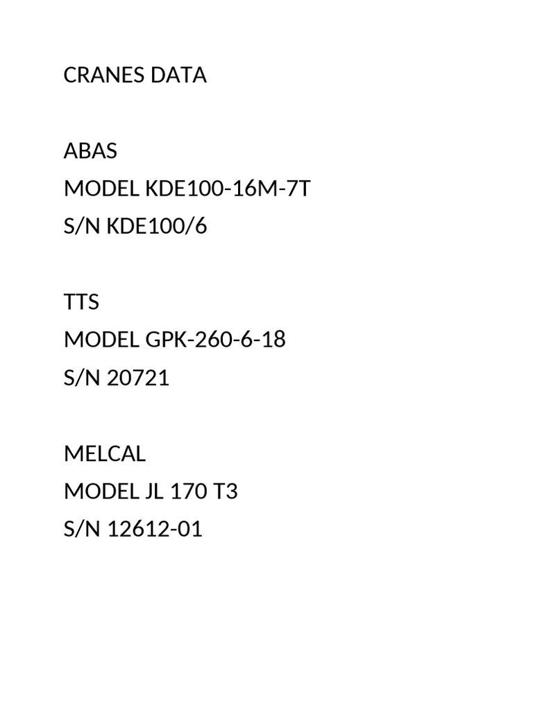 Steyer Cranes Data | PDF