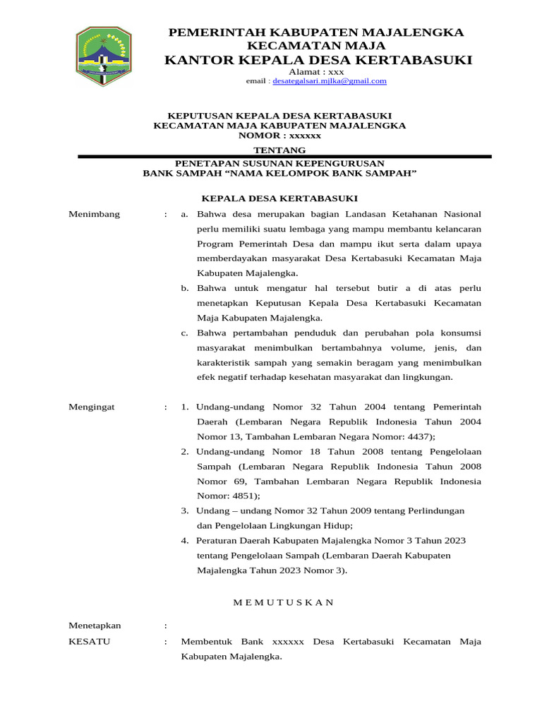 SK BANK SAMPAH KERTABASUKI | PDF