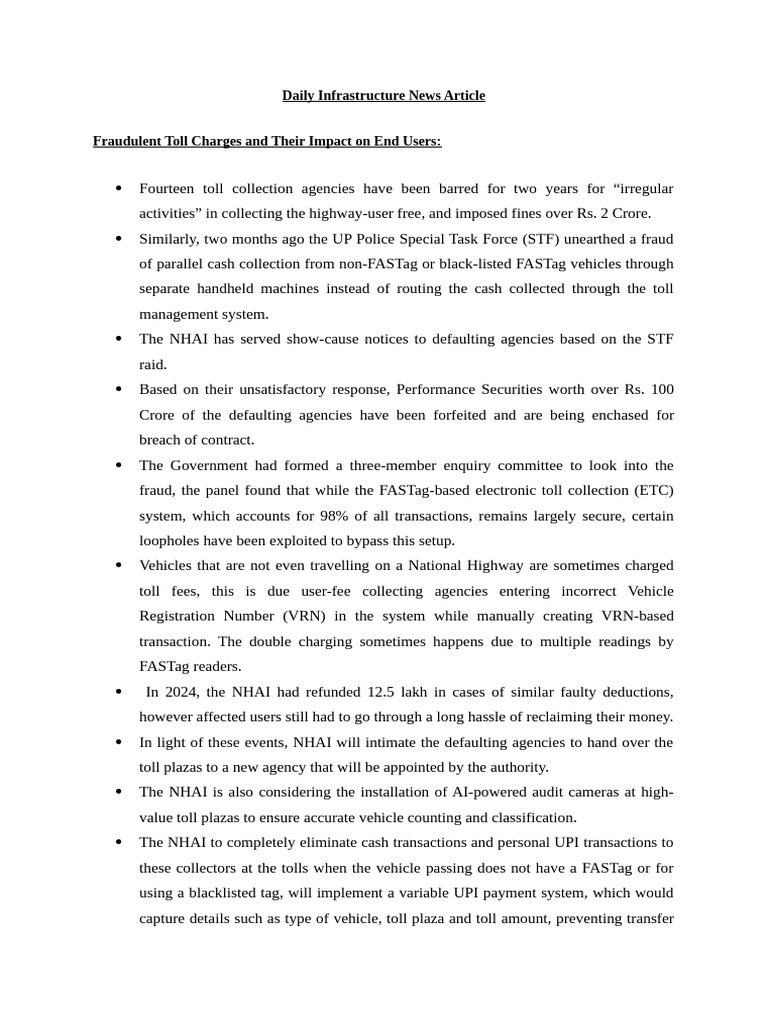 Daily Infrastructure News 24.03.2025 | PDF | Toll Road | Public–Private ...