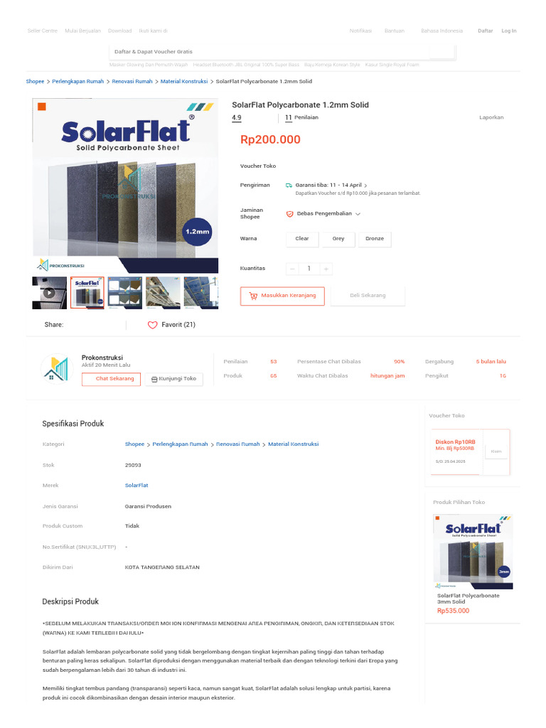Harga dan Spesifikasi SolarFlat 1.2mm | PDF