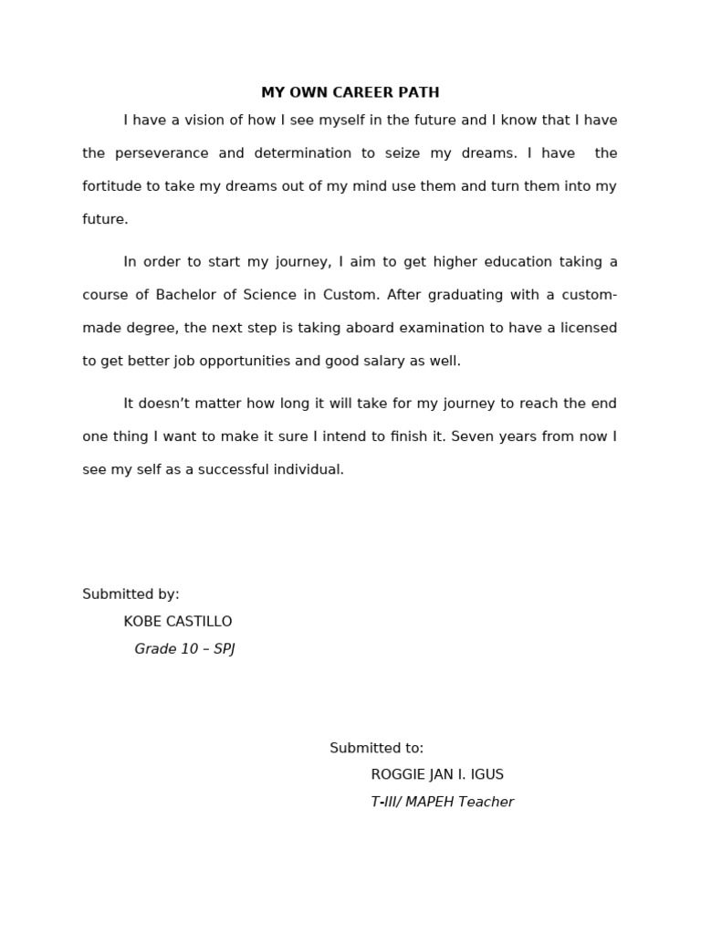 My Career Path Vision and Goals | PDF