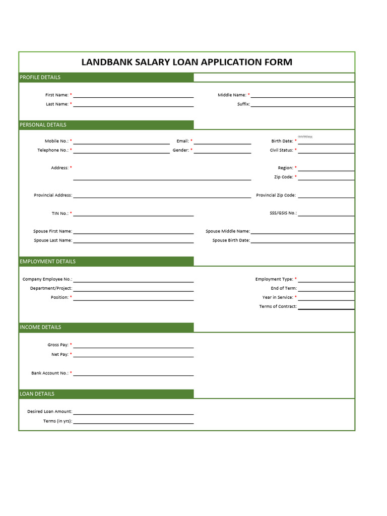 Landbank Loan Application Form 1 | PDF