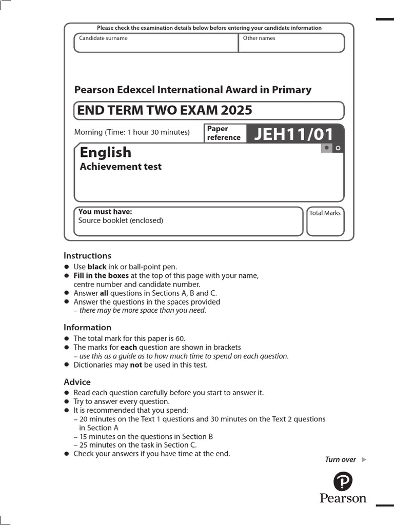 Grade 6 English Achievement Test 2025 | PDF