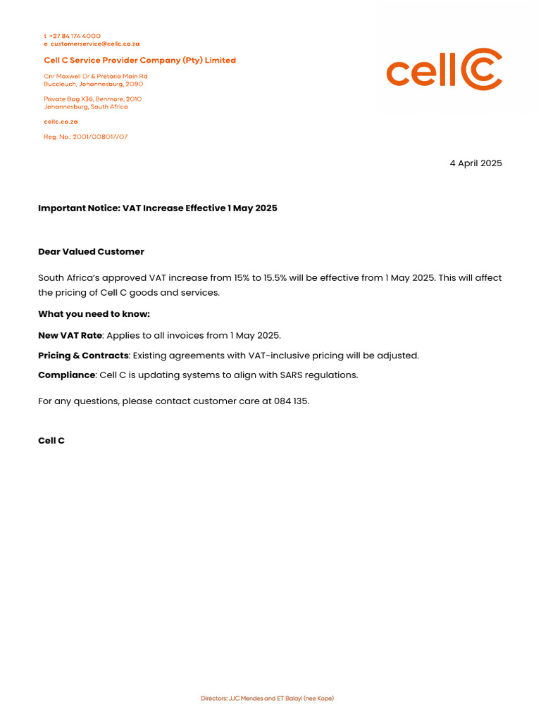 Cell_C_VAT_lette_2025_Final | PDF