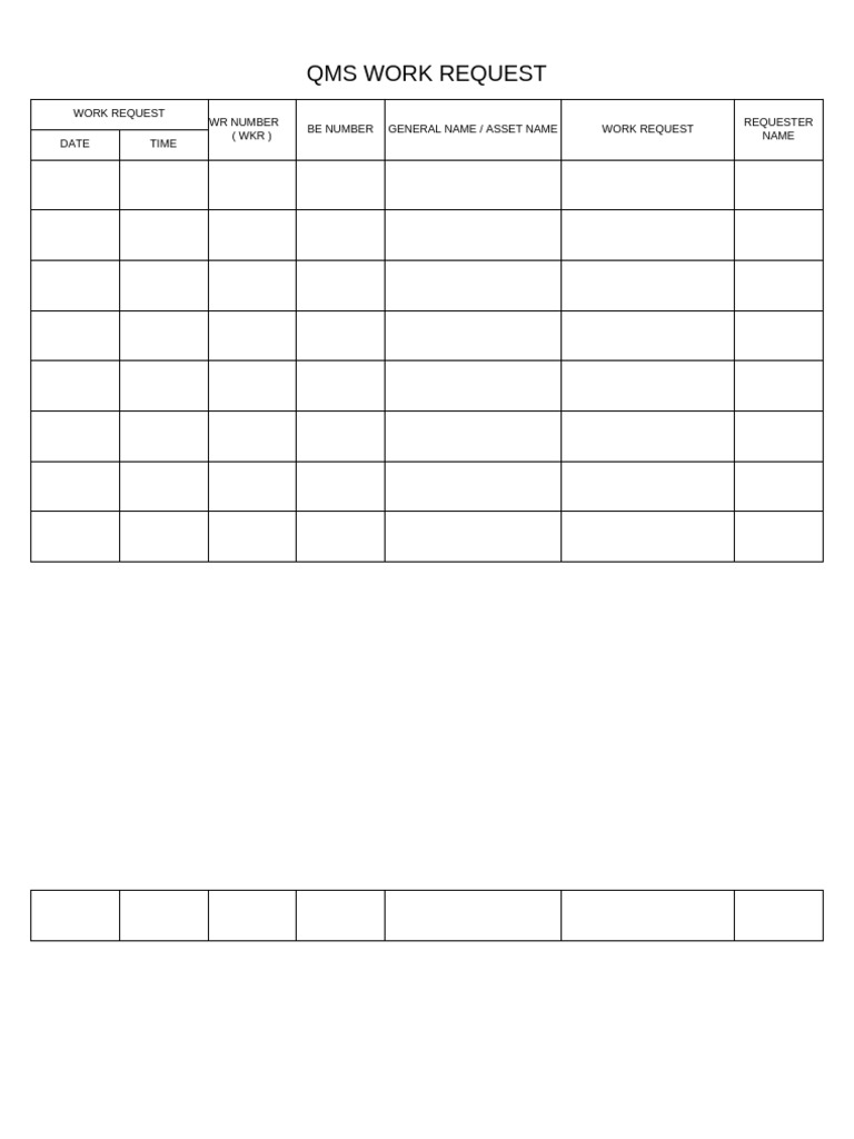 QMS Work Request Form Template | PDF
