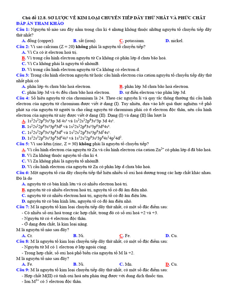 BT Phuc Chat Dap an Tham Khao | PDF