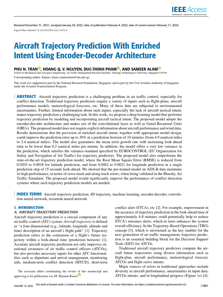Aircraft Trajectory Prediction With Enriched Intent Using Encoder-Decoder Architecture | PDF ...