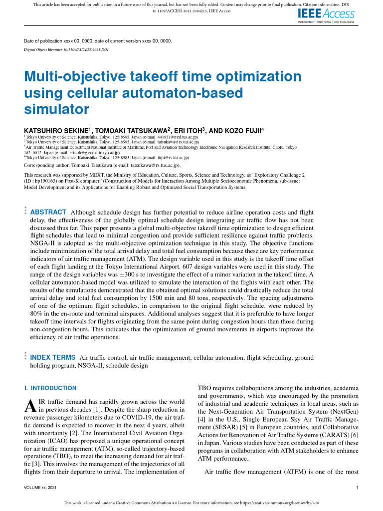 Multi-Objective Takeoff Time Optimization Using Ce | PDF | Air Traffic Control | Mathematical ...
