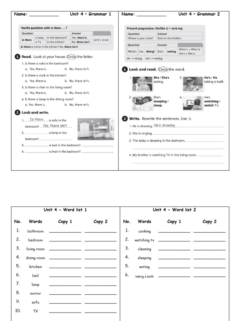 OW1 - FINAL 2 - UNIT 4 - GRAMMAR - in Class | PDF