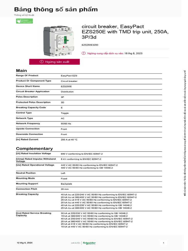 Schneider Electric - EasyPact-EZS - EZS250E3250 | PDF