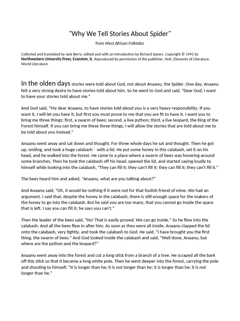 ENGL045.Mod2.African Version of Anasi | PDF