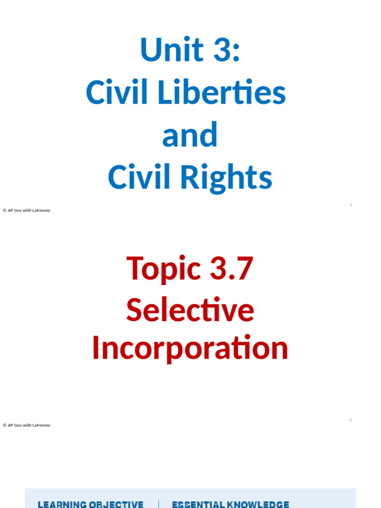 Unit 3: Civil Liberties and Civil Rights: © Ap Gov With Lamoney | PDF ...