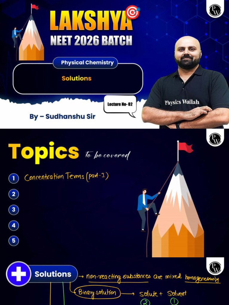 Solution 02: Class Notes - Lakshya NEET 2026 | PDF