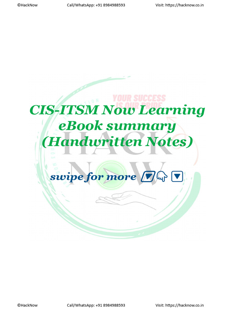 CIS-ITSM Notes Summary eBook | PDF