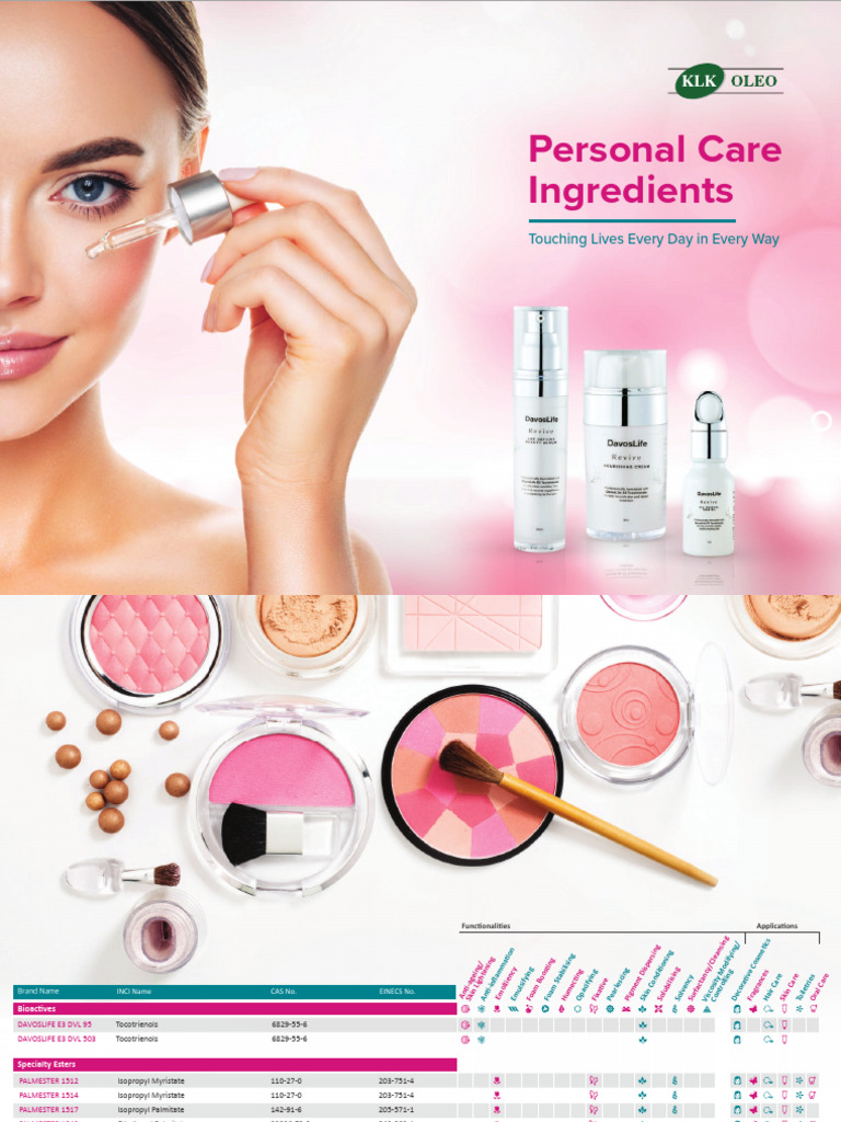 English-KLK OLEO-Complete Personal Care Ingredients | PDF | Nutrients | Organic Acids