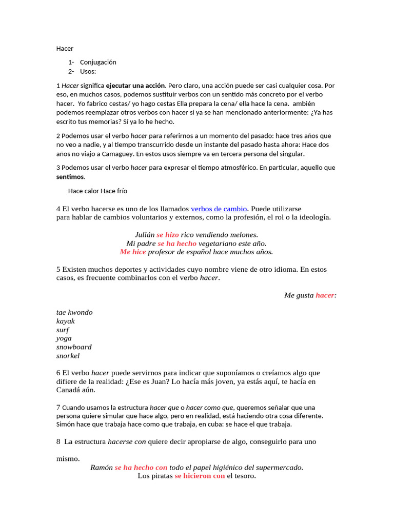 Verbo Hacer | PDF | Verbo | Lingüística