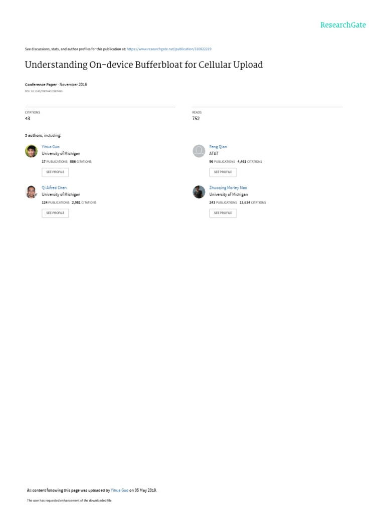 Bufferbloat Imc16 | PDF | Transmission Control Protocol | High Speed Packet Access