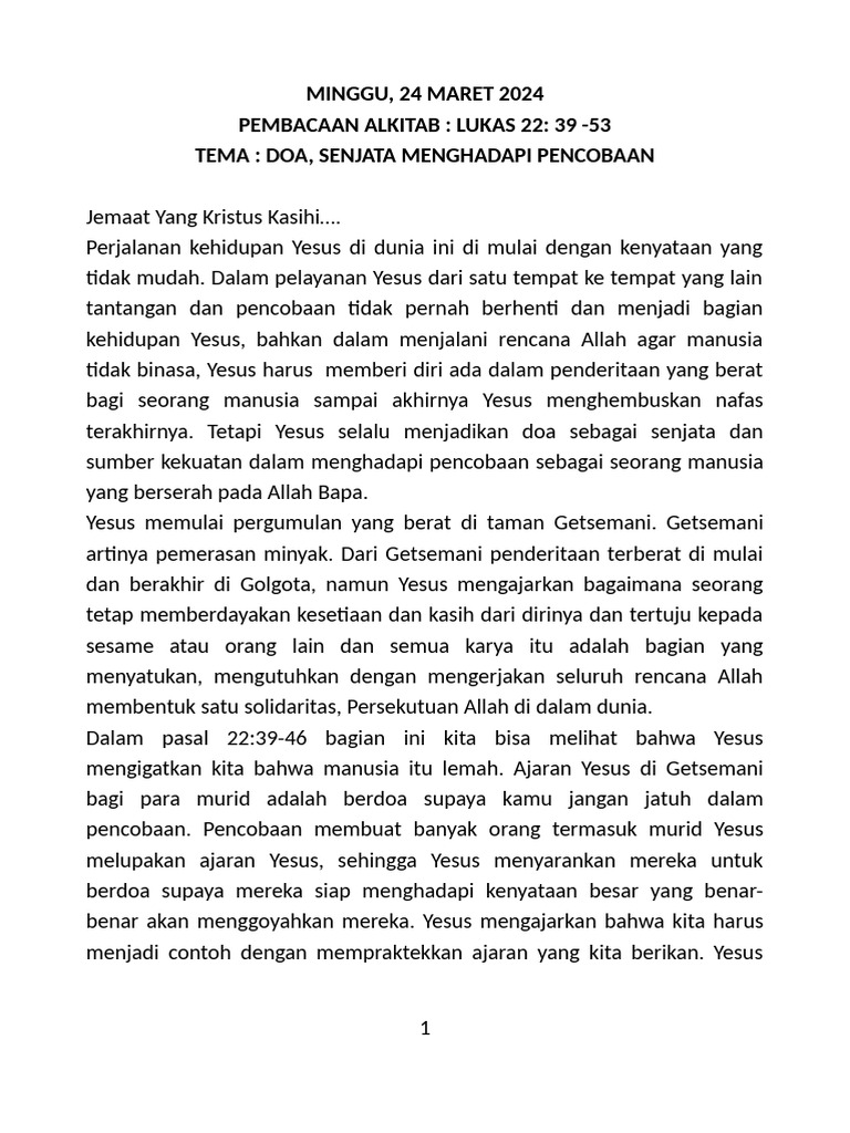 Khotbah Minggu Sengsara VII | PDF