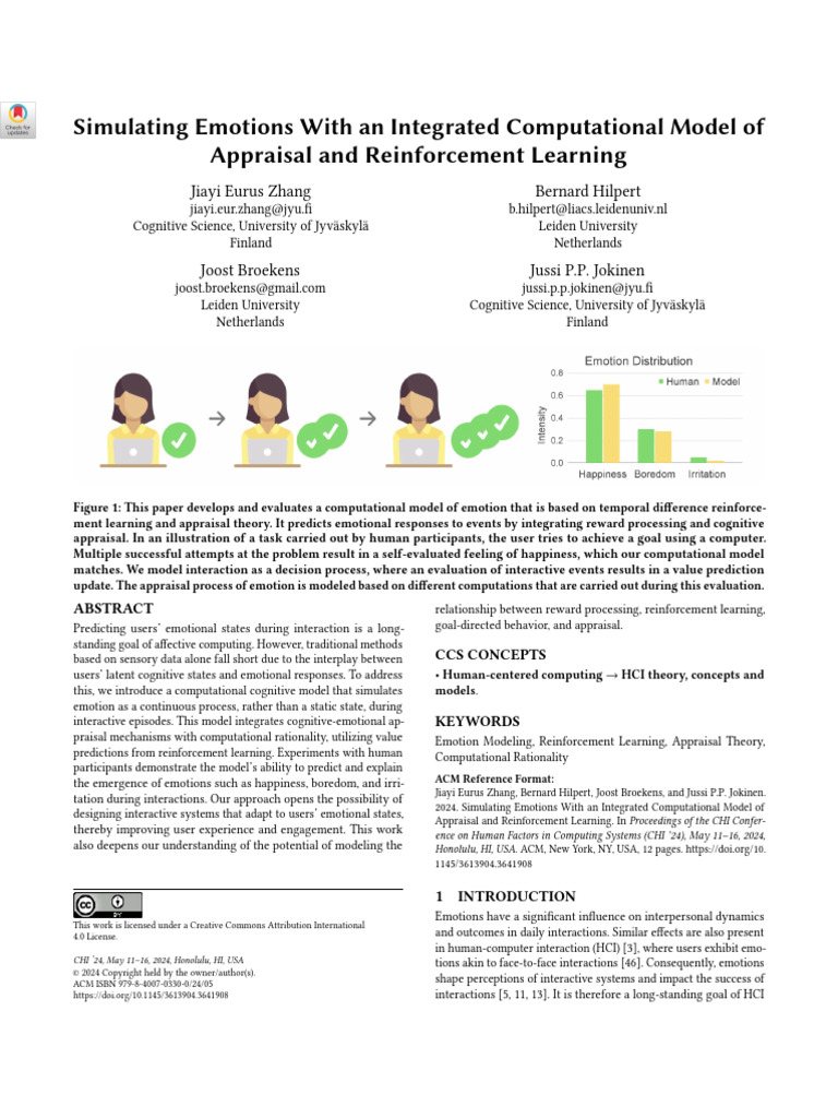 Zhang Et Al. - 2024 - Simulating Emotions With An Integrated Computational Model of Appraisal ...