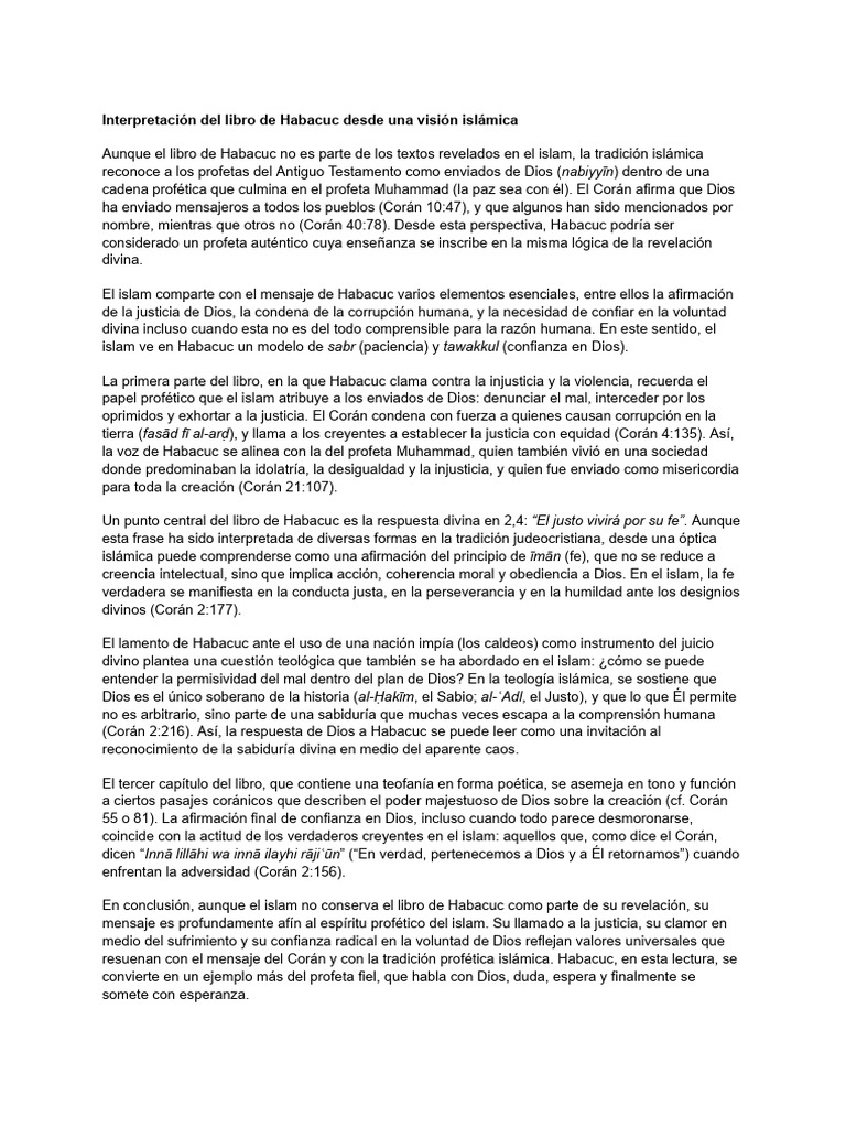 Interpretación Del Libro de Habacuc Desde Una Visión Islámica | PDF ...