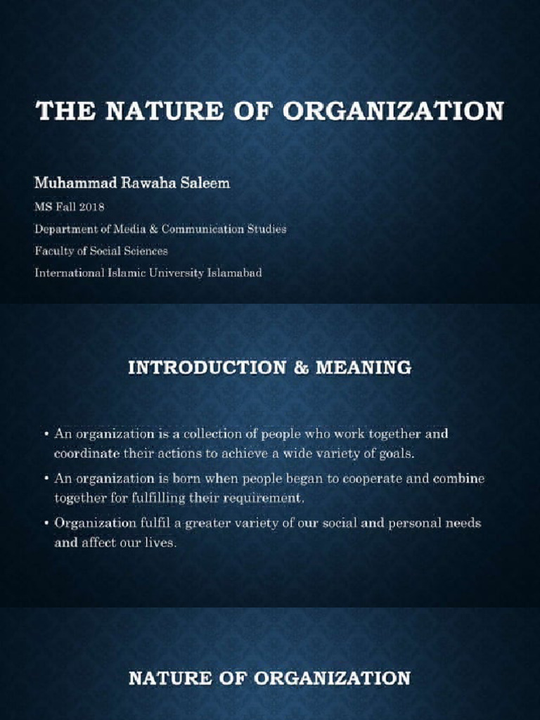 Lesson 9. Nature of Organizational | PDF