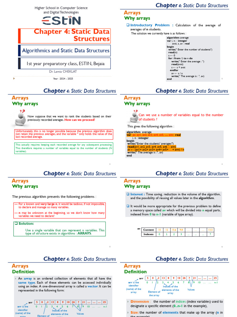 CHAPTER04 Static Data Structures | PDF | Matrix (Mathematics) | Variable (Computer Science)