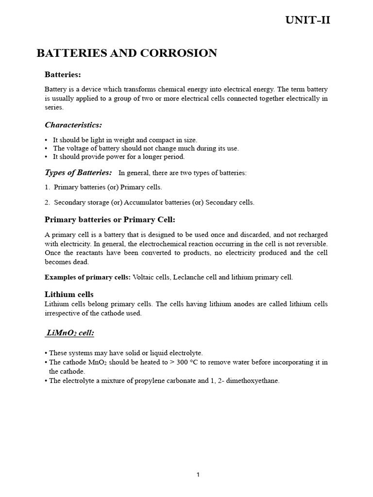 Module -2 _Batteries and Corrosion (2) | PDF | Anode | Corrosion