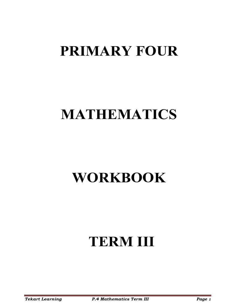 Maths Workbook for Primary Four Kids | PDF | Area | Mass