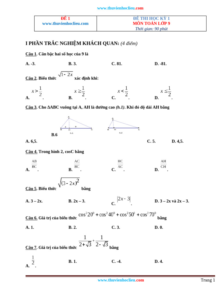 thuvienhoclieu.com-Bo-De-Thi-Toan-9-HK1 | PDF